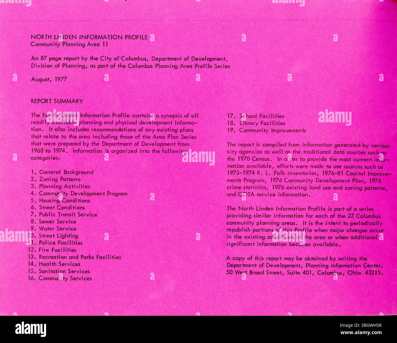 This 1977 North Linden Information Profile provides an overview of the ...