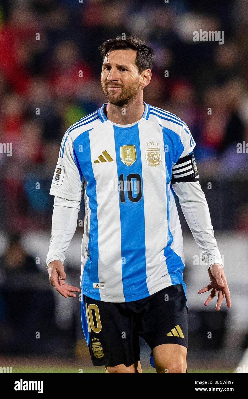 Santiago, Chile - June 05: Lionel Messi of Argentina reacts during the ...