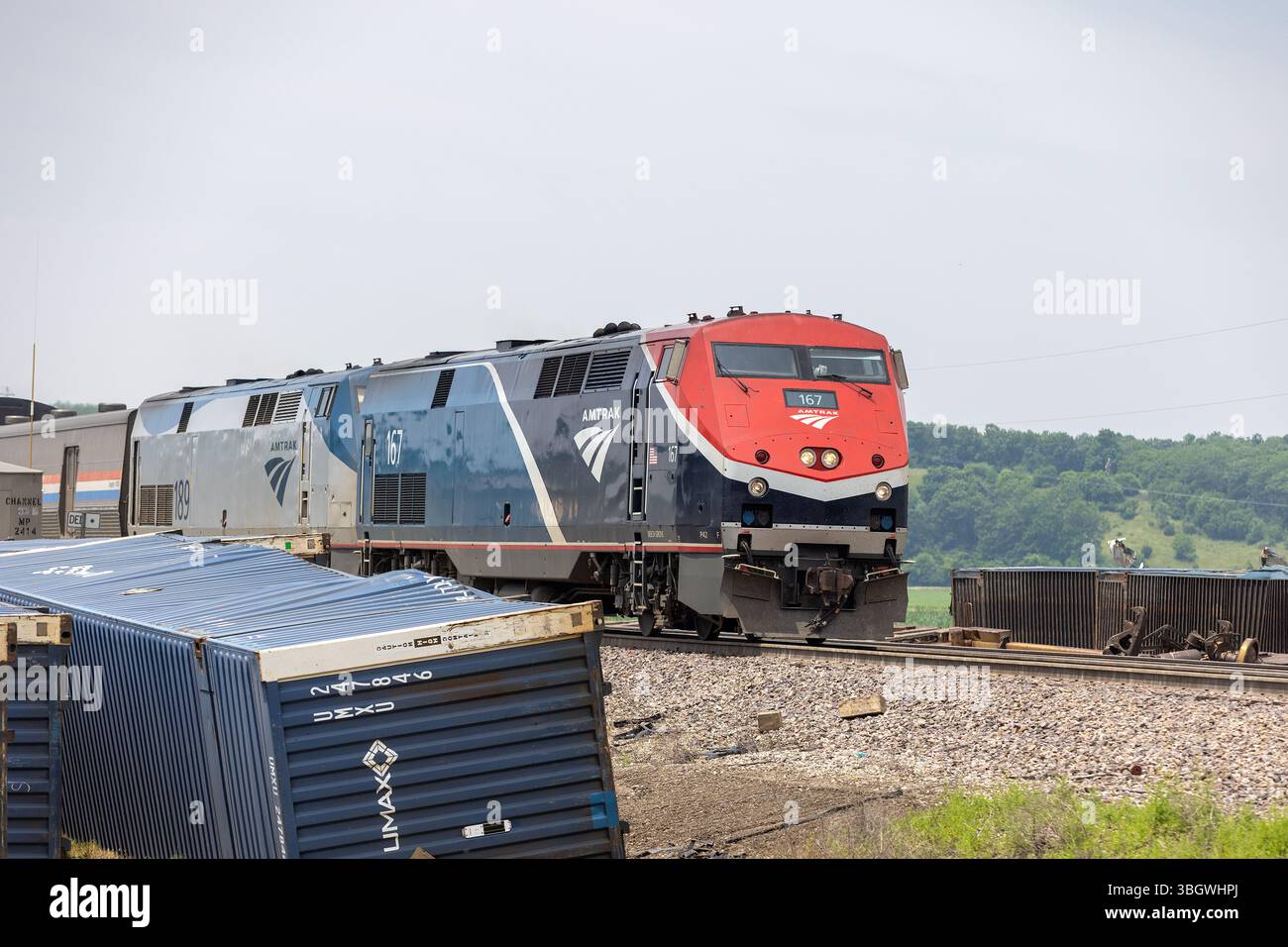 The eastbound Amtrak Southwest Chief passed through destroyed railcars ...