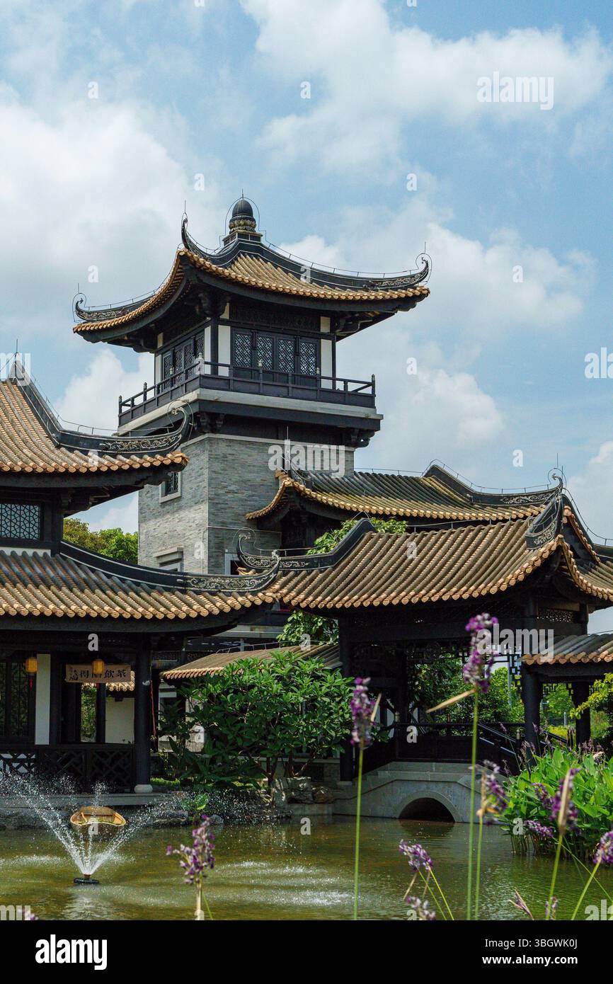 View Chinese-style architecture from a high vantage point Stock Photo ...