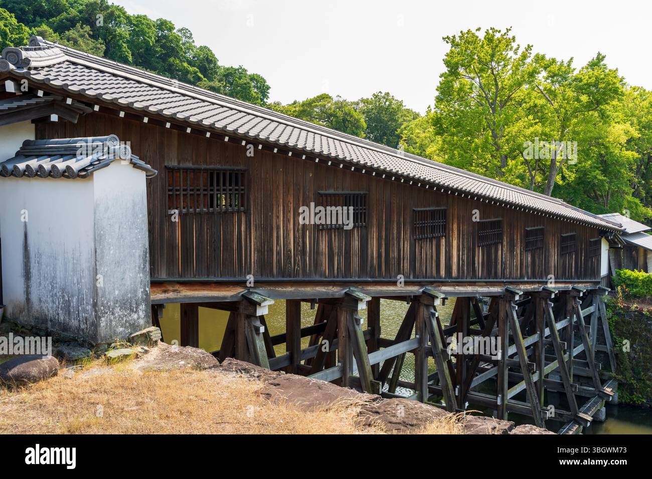 The historic Ohashi Roka, a unique sloping covered wooden corridor ...