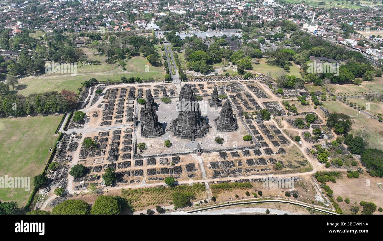 Aerial view Prambanan temple central java Indonesia Stock Photo - Alamy