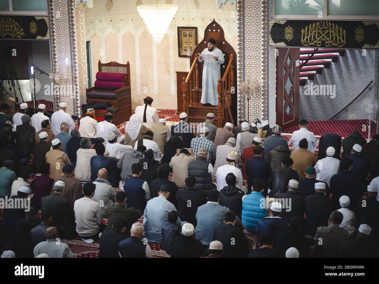 AMSTERDAM - Muslims during morning prayers at the Taibah mosque. This ...