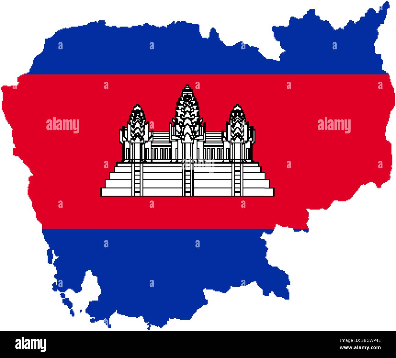 Vector illustration of Cambodia's map with national flag colors and ...