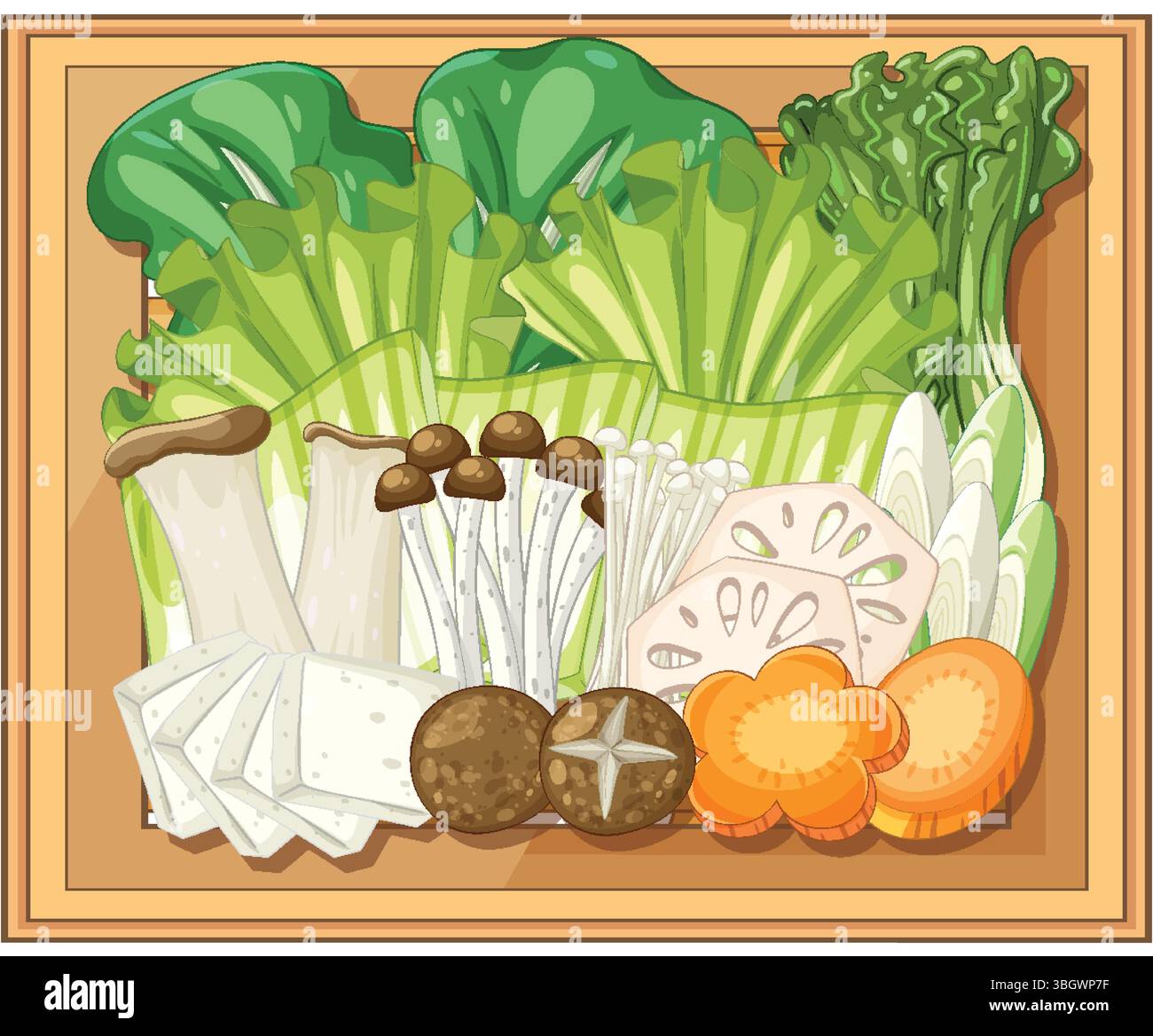 Vibrant vector illustration of assorted Asian vegetables with detailed ...