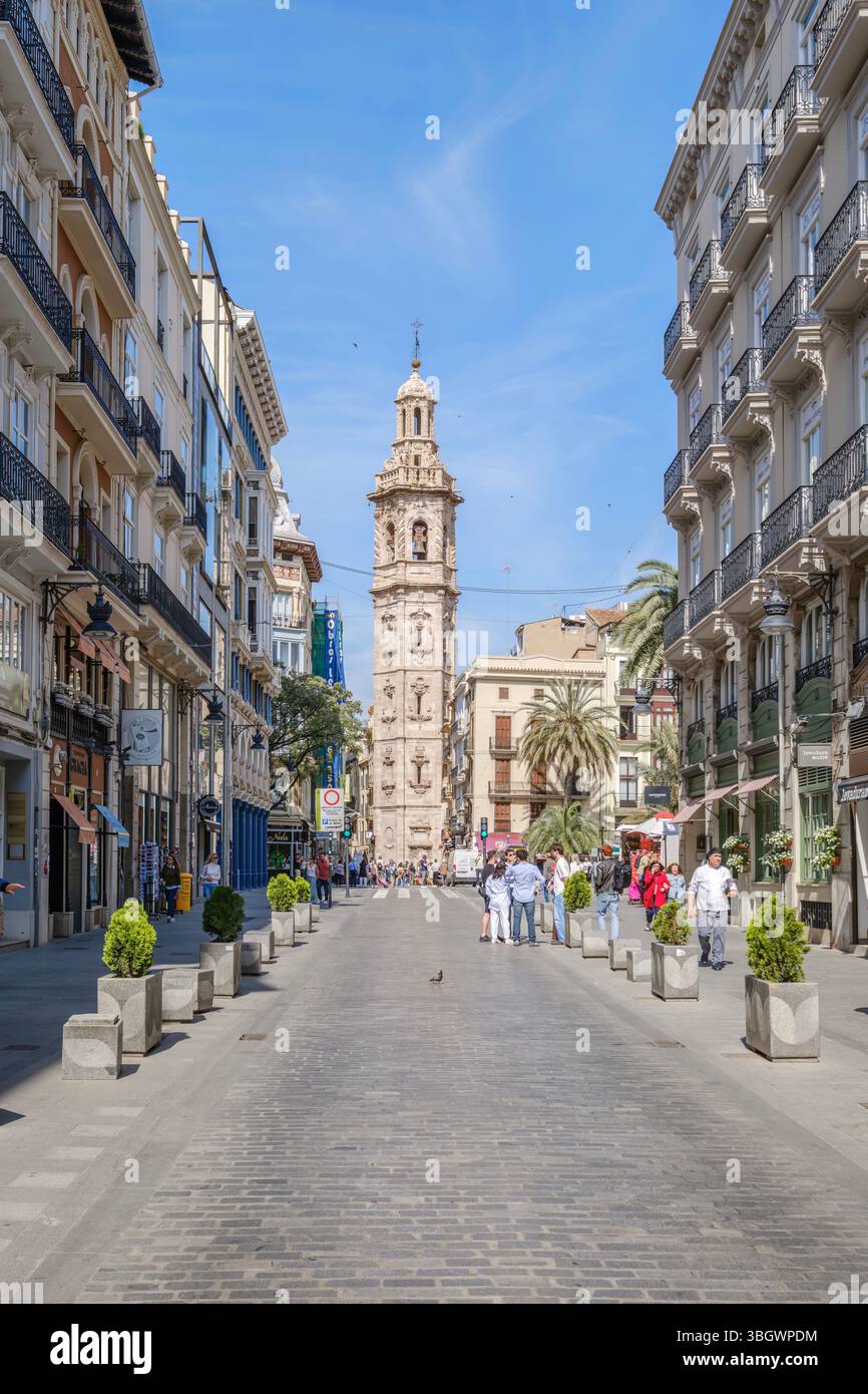 Historic Santa Catalina Bell Tower Dominating Street View in Valencia ...