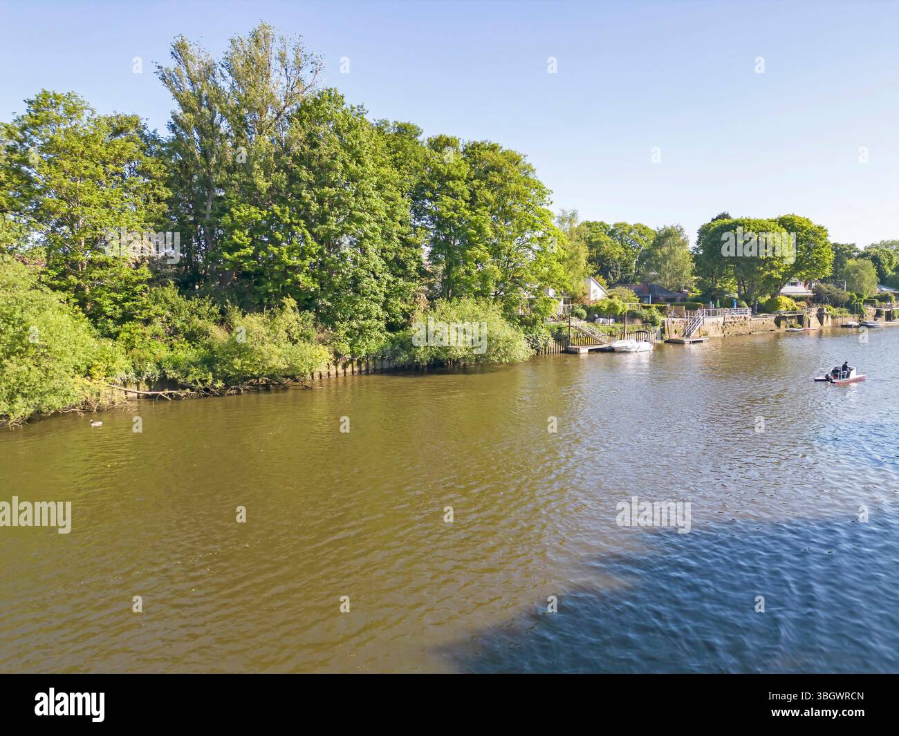 aerial view of eel pie island on the river thames in the london borough ...