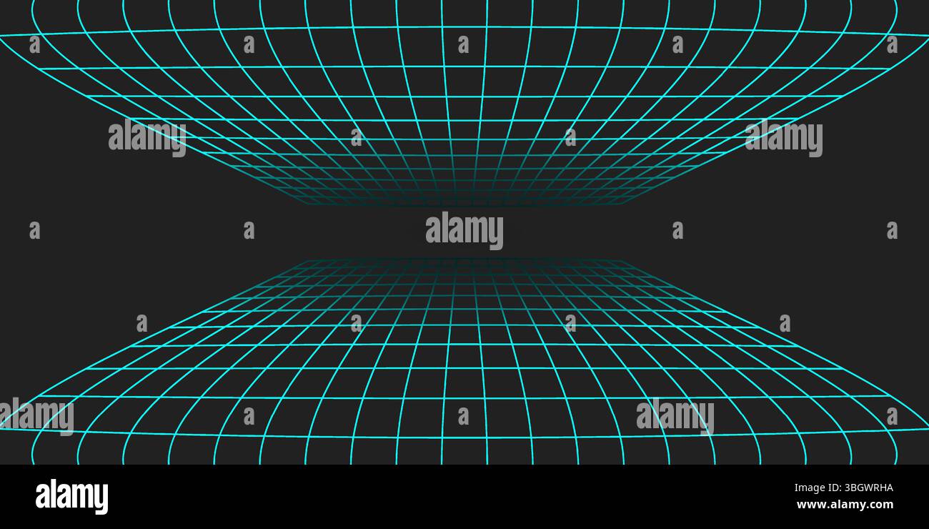3d wireframe perspective grid room template design vector illustration ...