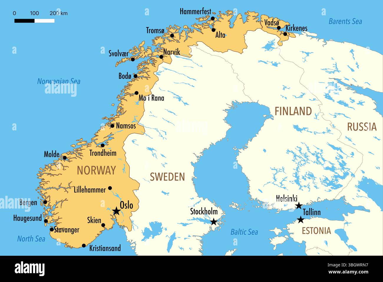Scandinavian countries map hi-res stock photography and images - Alamy