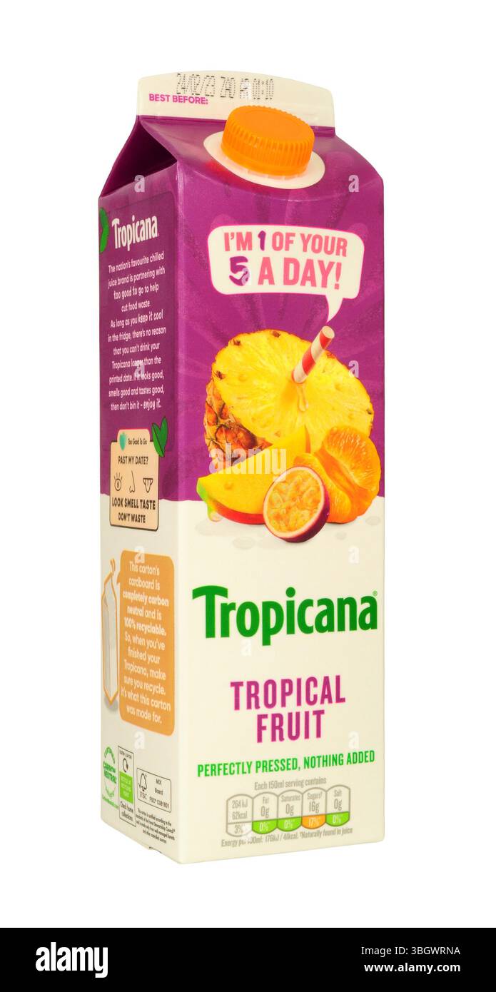 Tropicana tropical fruit juice drink in a 850ml carton Stock Photo - Alamy