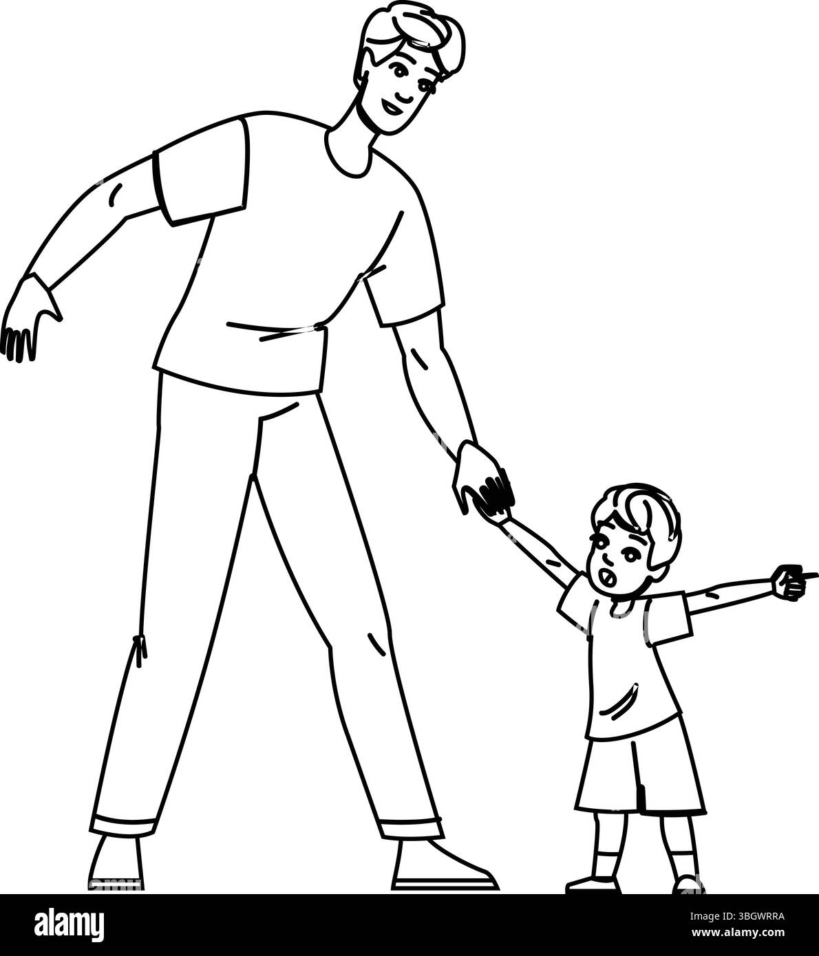Father role model illustration Black and White Stock Photos & Images ...