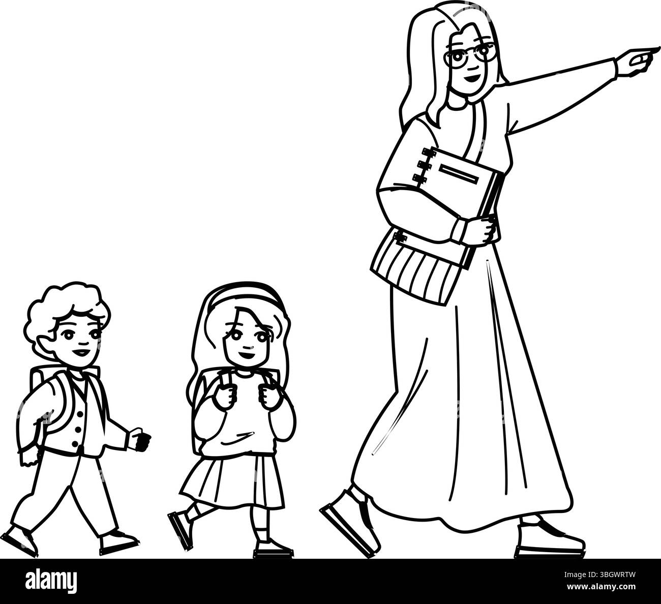 Children field trip Black and White Stock Photos & Images - Alamy