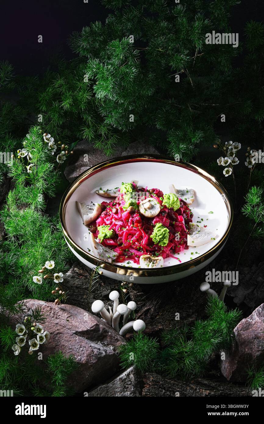 Enjoy a Vibrant Beetroot Pasta Dish Served Beautifully with a Selection ...
