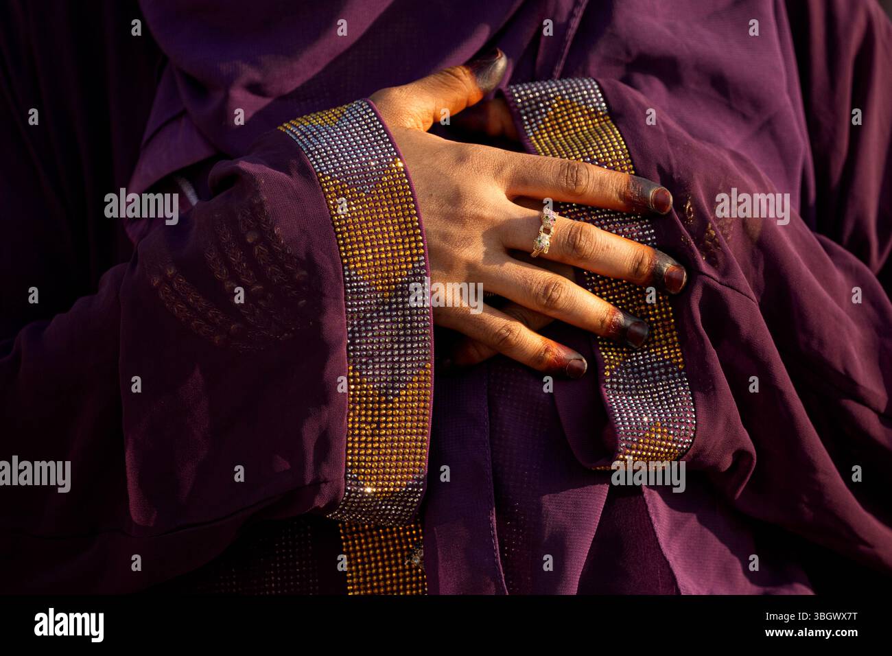 A woman of the Muslim community in Romania attends Eid al-Adha prayers ...