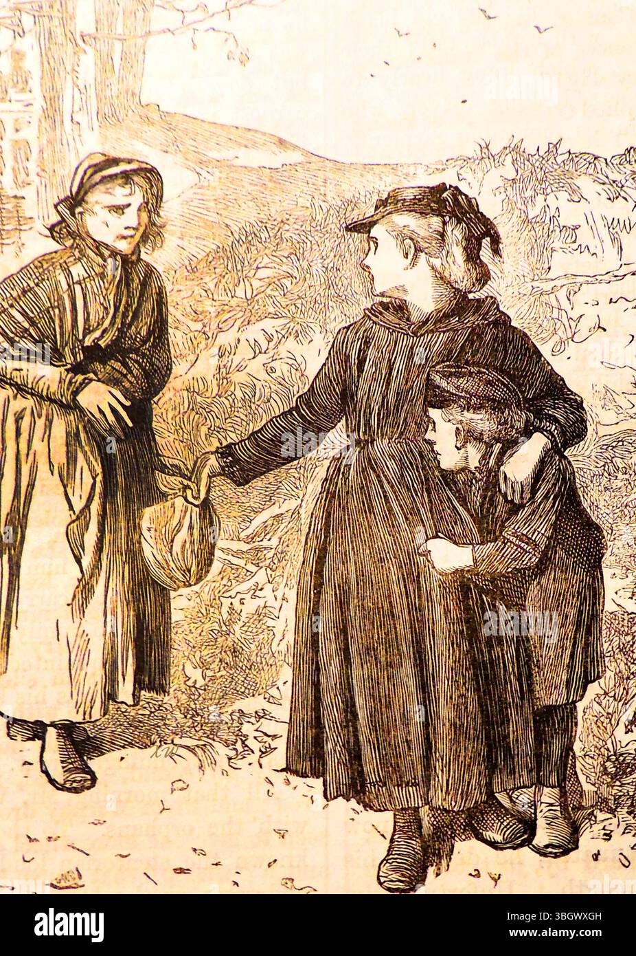 1800s A better-off woman and her child gives charitable help in the ...