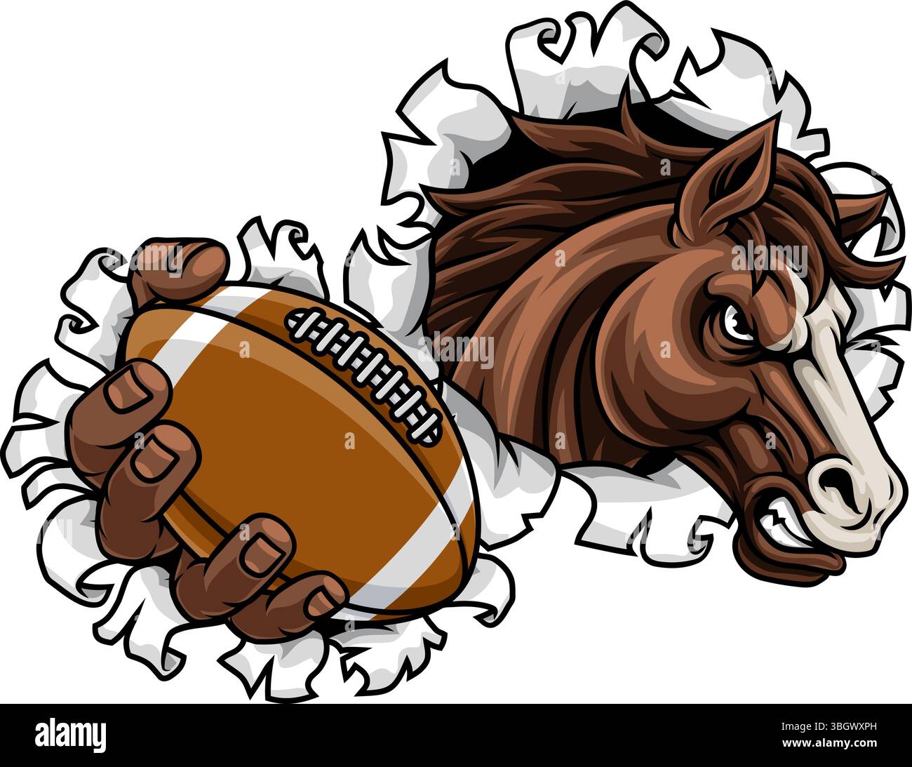 Horse Mustang Stallion Football Sports Team Mascot Stock Vector Image ...