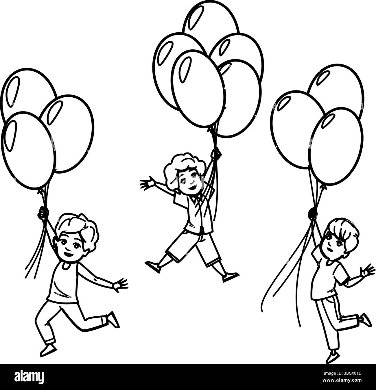 childhood kid boy flying balloon vector Stock Vector Image & Art - Alamy