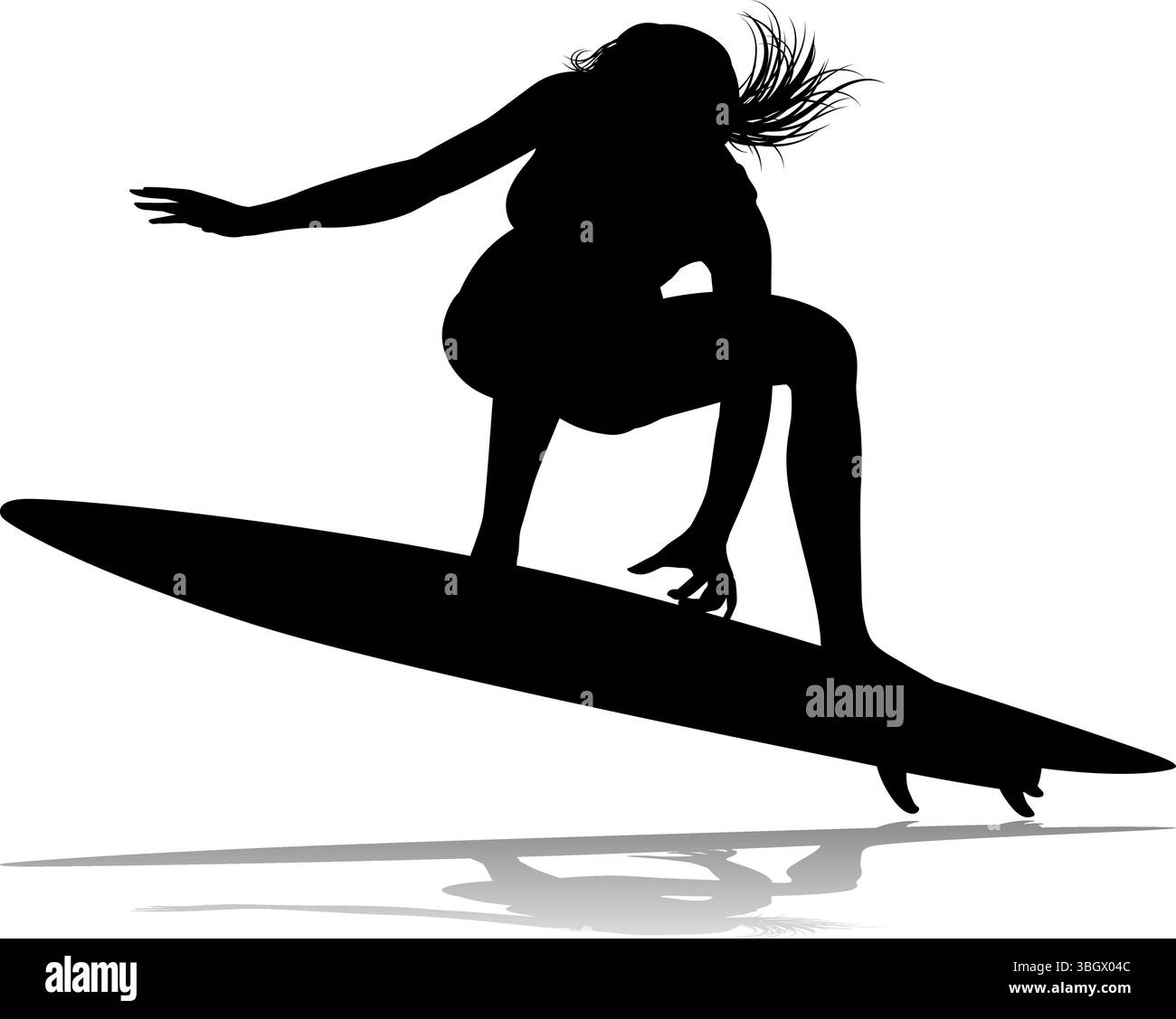 Woman Surfer Surfboard Female Surfer Silhouette Stock Vector Image ...