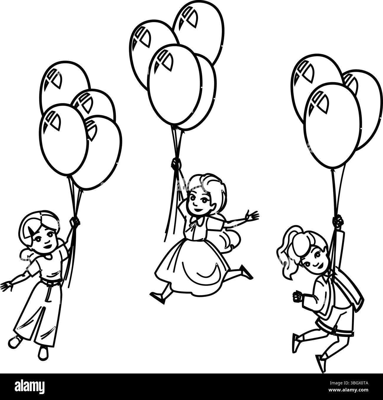 helium kid girl flying balloon vector Stock Vector Image & Art - Alamy