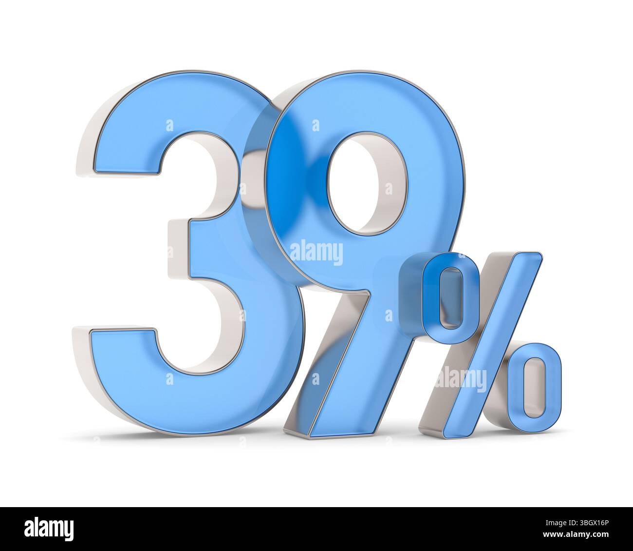 Thirty nine percent on white background. Isolated 3D illustration Stock ...
