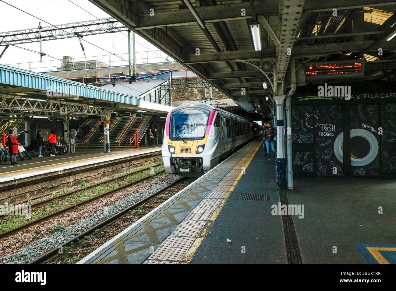 A c2c train arriving at Barking Railway station in the UK in Europe ...