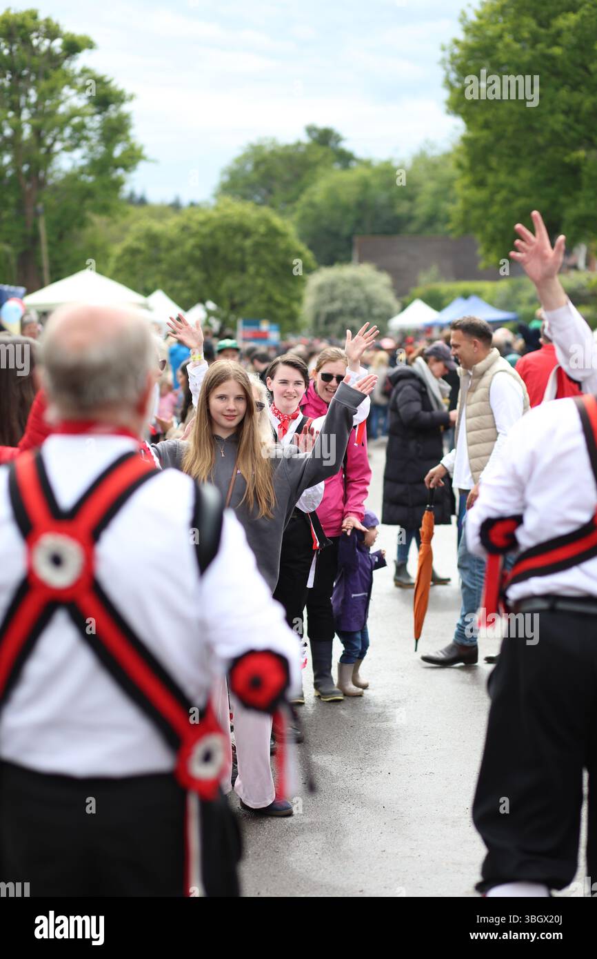 Morris dancers dancing in village street English traditional dance folk ...