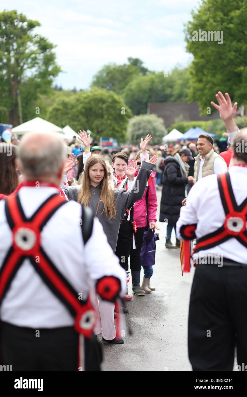 Morris dancers dancing in village street English traditional dance folk ...
