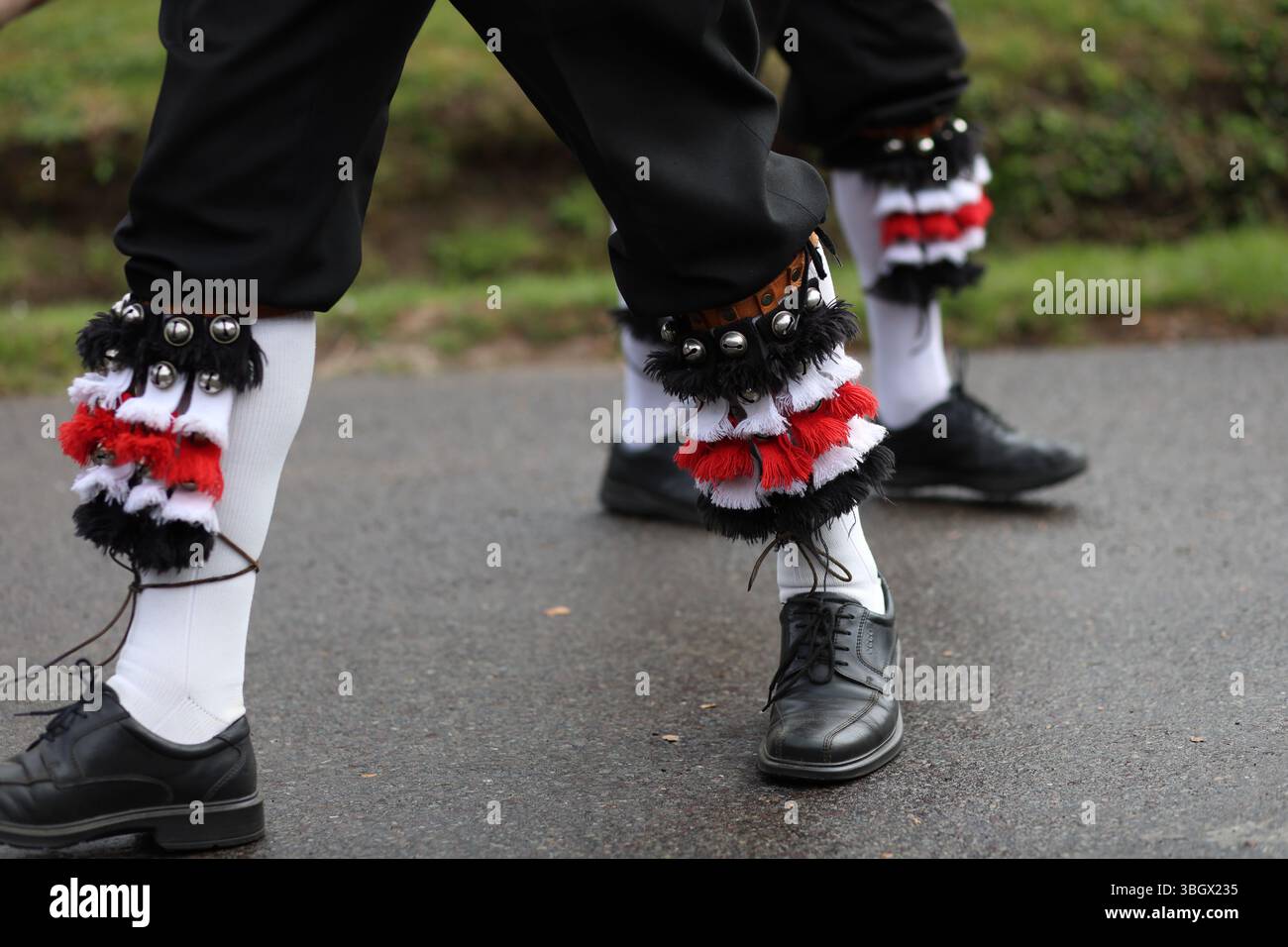 Morris dancers dancing in village street English traditional dance folk ...