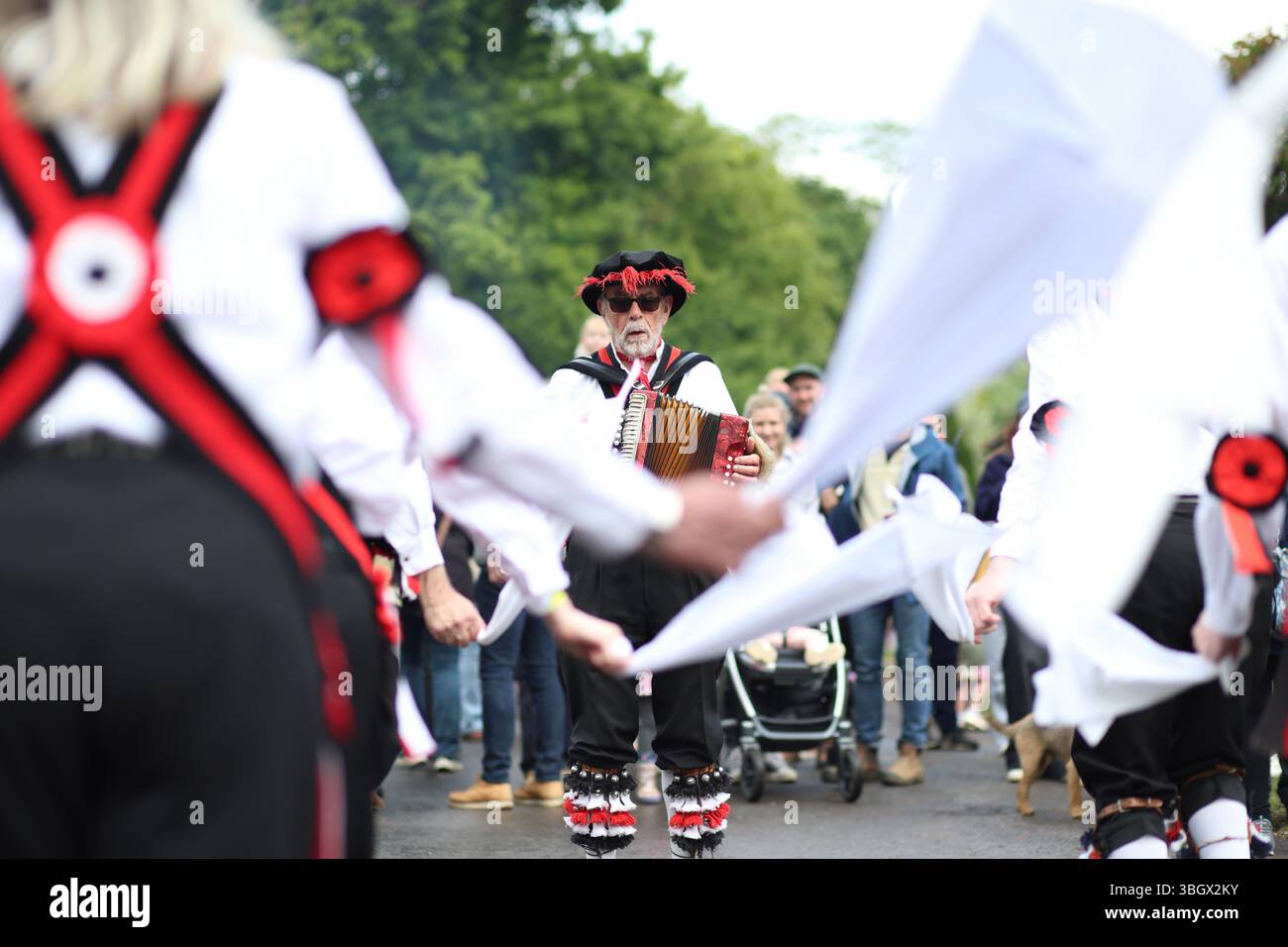Morris dancers dancing in village street English traditional dance folk ...