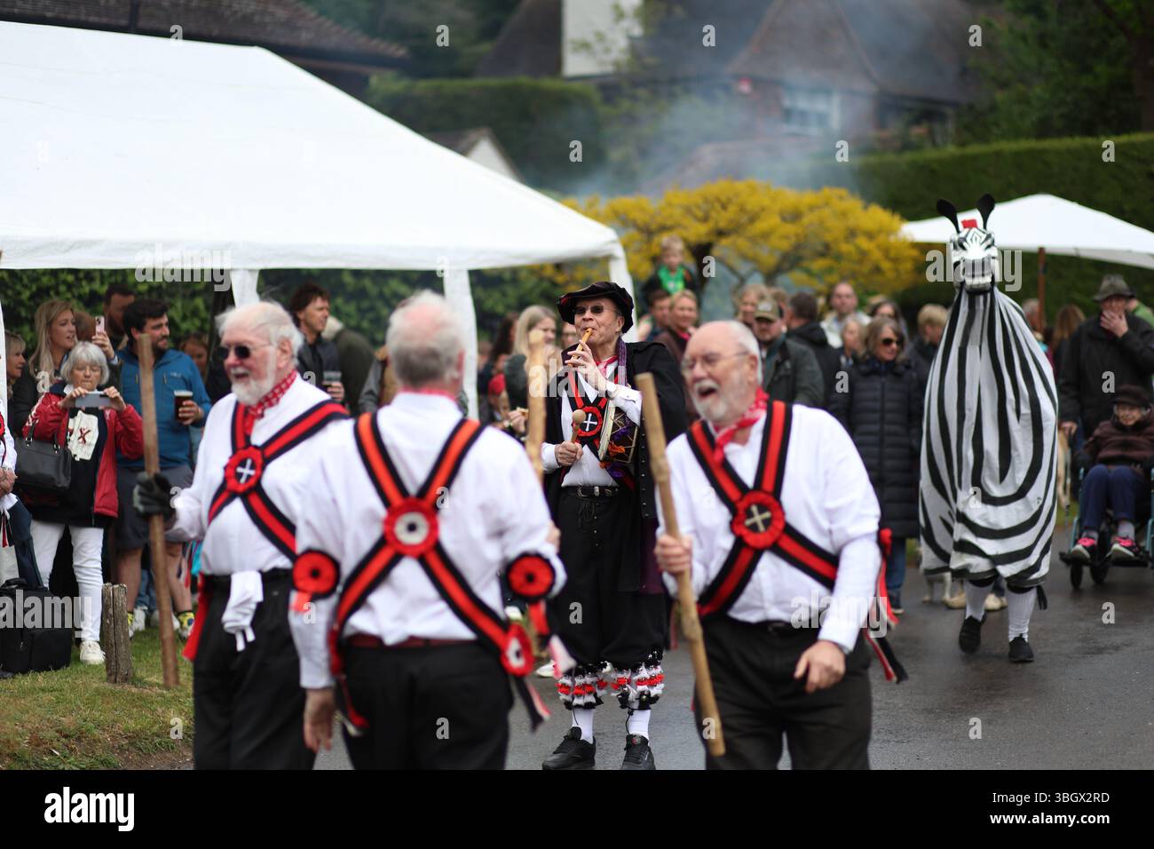 Morris dancers dancing in village street English traditional dance folk ...