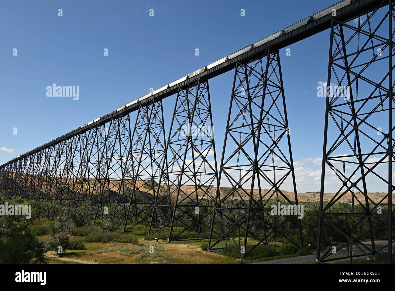 Lethbridge Viaduct or High Level Bridge in Leithbridge, Alberta, Canada ...