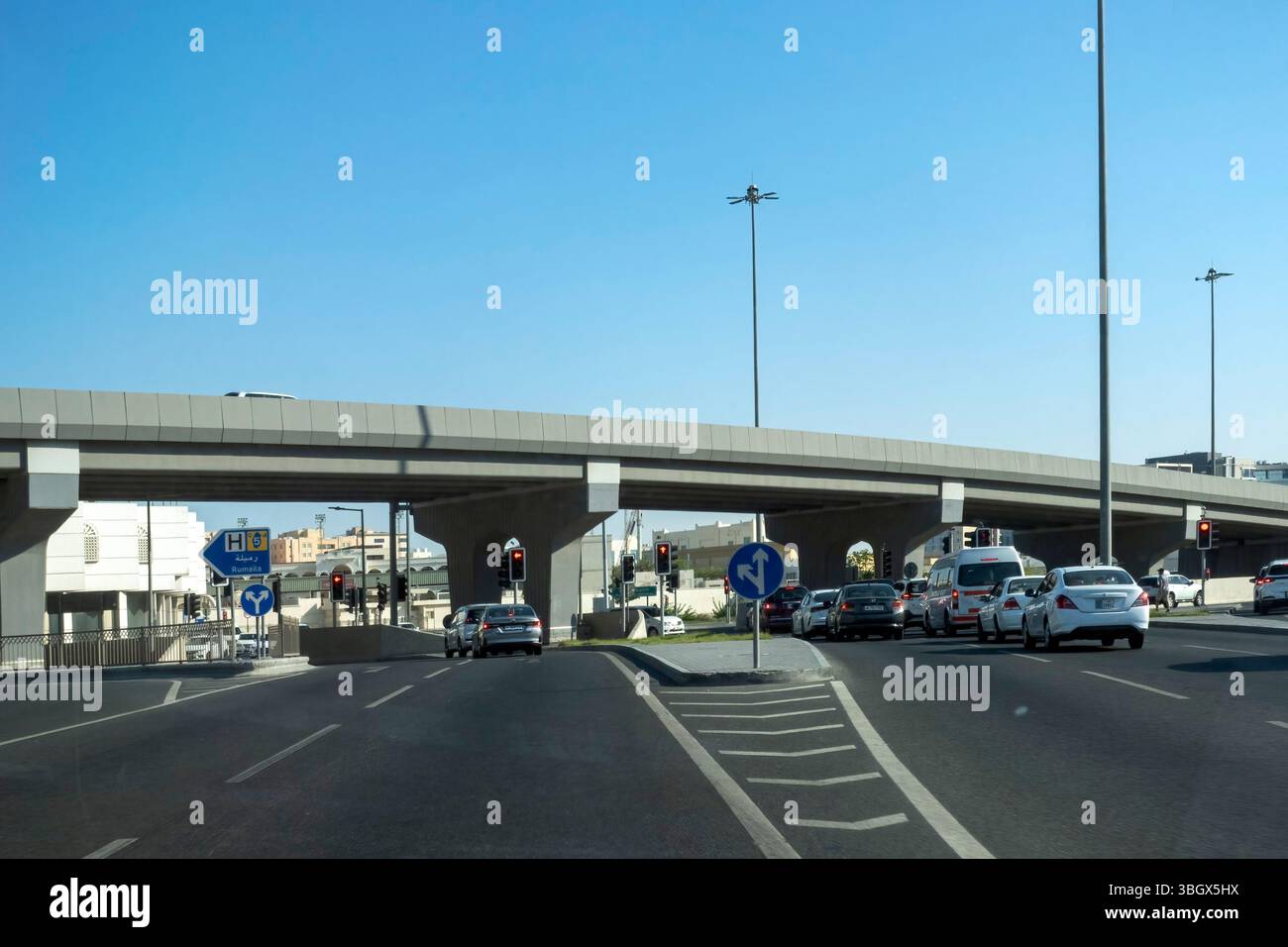 Doha, Qatar - May 27, 2025: Jaidah Bridge Roads and traffic Doha City ...