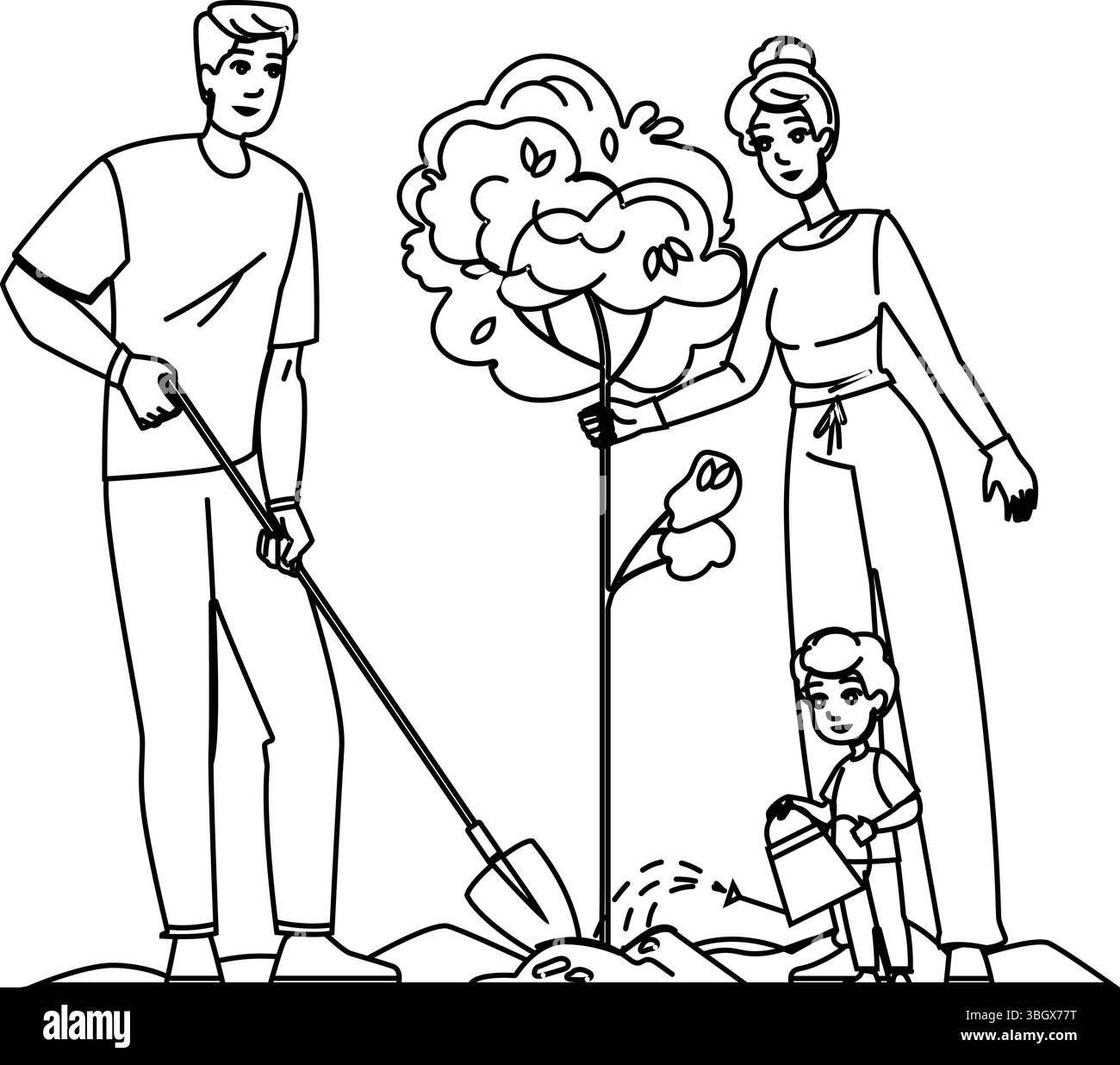 environment planting tree family vector Stock Vector Image & Art - Alamy