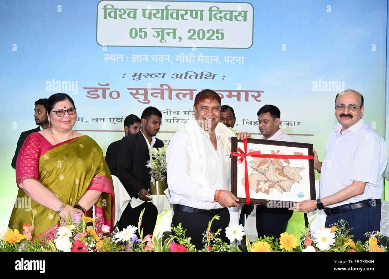 PATNA, INDIA - JUNE 5: Bihar Minister Sunil Kumar being honoured during ...