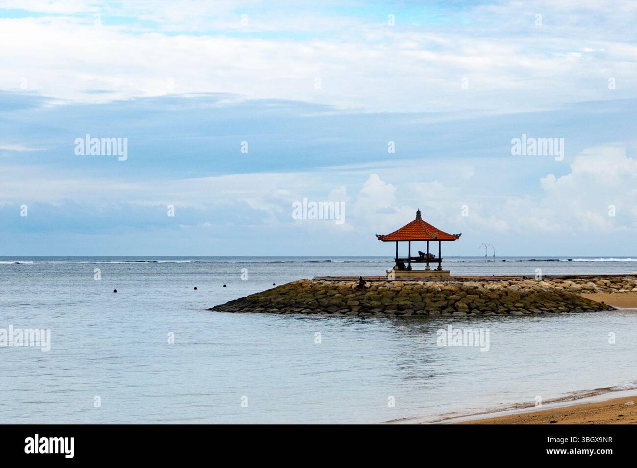 Bali, Indonesia - Dec 17, 2024: Small wooden pavilion sits on a beach ...