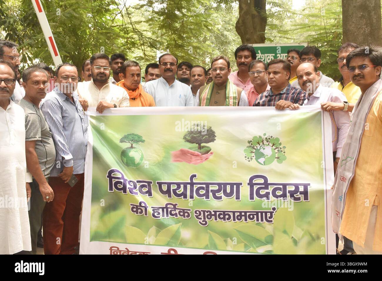 PATNA, INDIA - JUNE 5: Bihar BJP Incharge Vinod Tawde with BJP MLA Sanjeev Chourasia and others ...