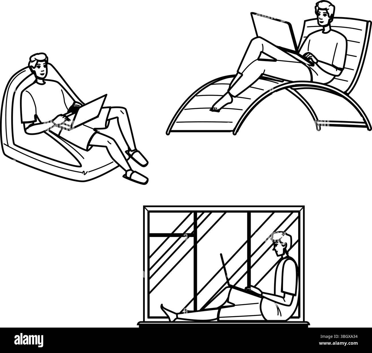 business remote work man vector Stock Vector Image & Art - Alamy