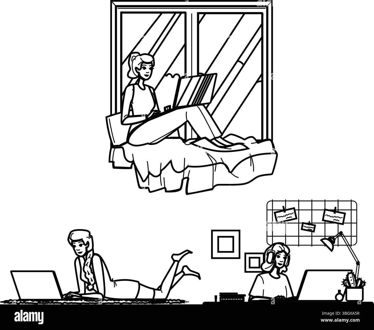 Desk woman outdoor Black and White Stock Photos & Images - Alamy