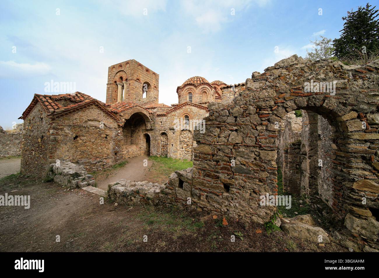 Saint Sophia church, Ancient Byzantine city of Mystras, Greece Stock ...