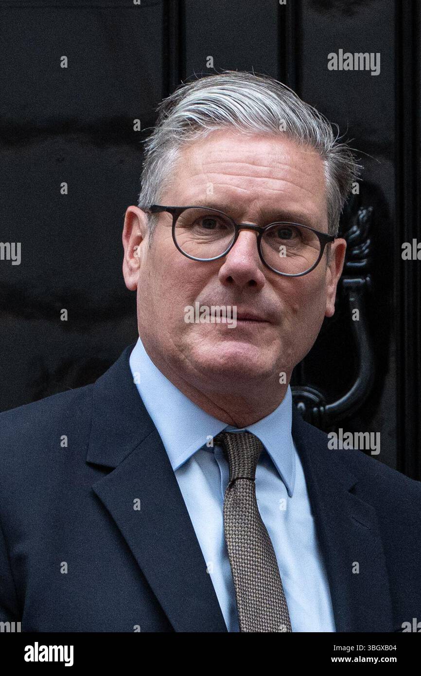 UK Prime Minister Sir Keir Starmer is seen outside 10 Downing Street in ...
