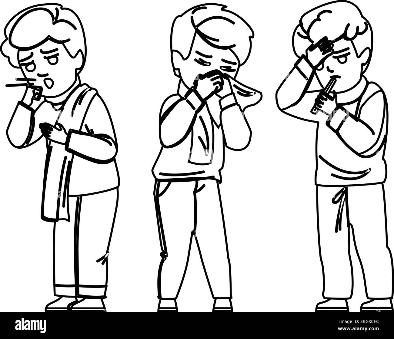 Sore throat cold cough Black and White Stock Photos & Images - Alamy