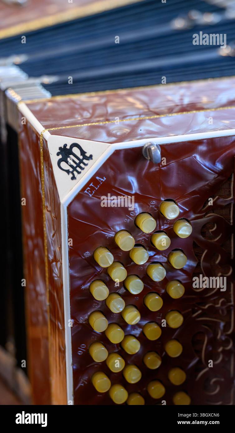 Chemnitz, Germany. 29th May, 2025. A bandoneon is on display in the ...