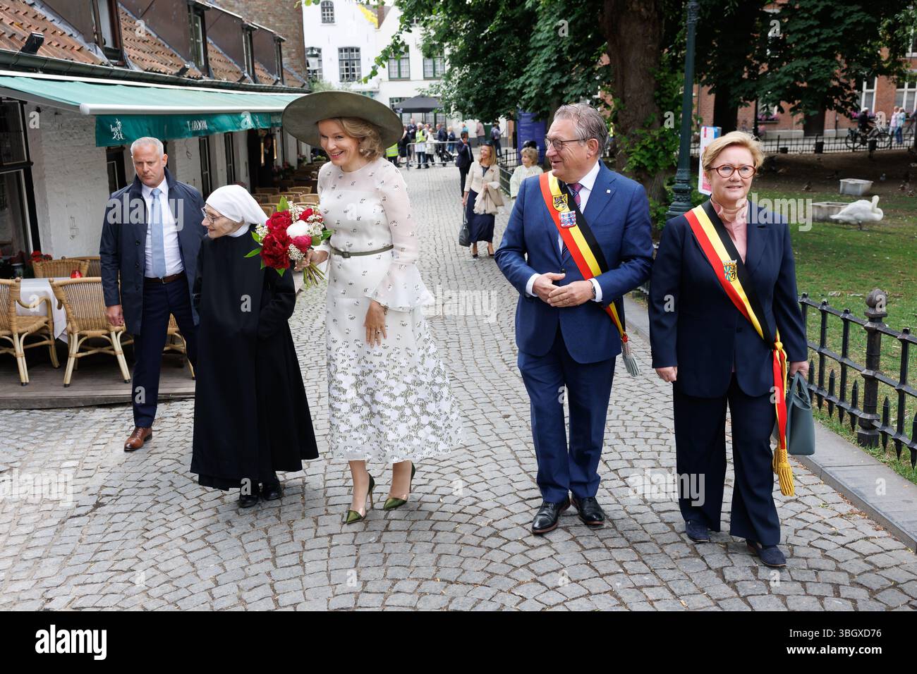 Brugge, Belgium. 06th June, 2025. Reverend Sister Stephanie, Queen Mathilde of Belgium and ...