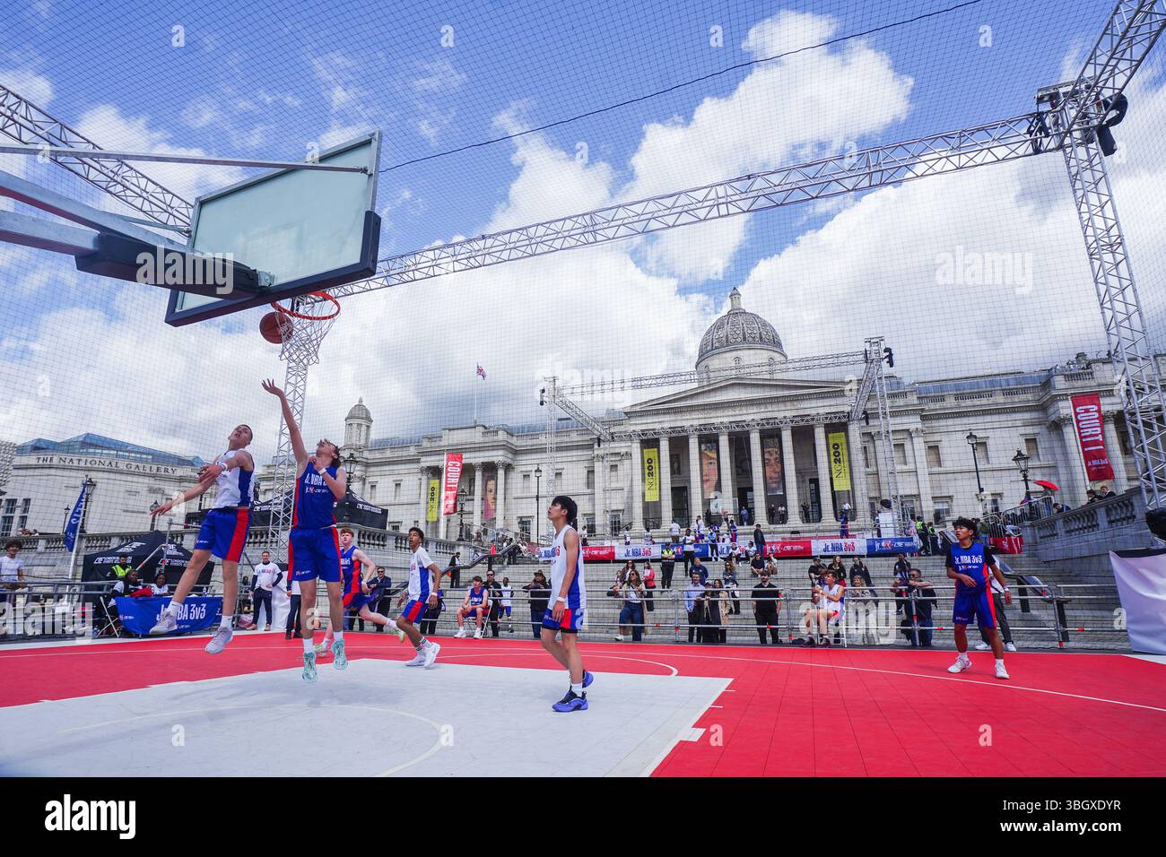 Trafalgar Square London, UK. 6 June 2025 . The first junior NBA 3v3 ...
