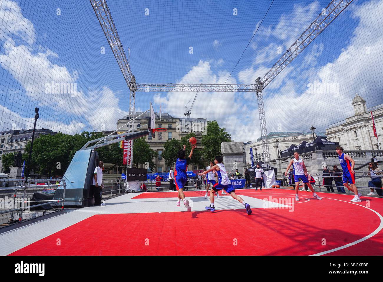 Trafalgar Square London, UK. 6 June 2025 . The first junior NBA 3v3 ...