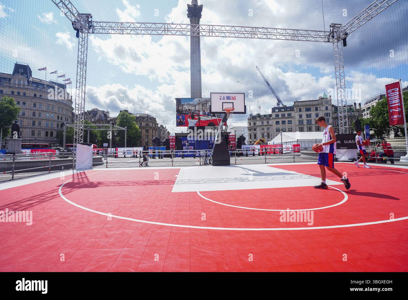 Trafalgar Square London, UK. 6 June 2025 . The first junior NBA 3v3 ...