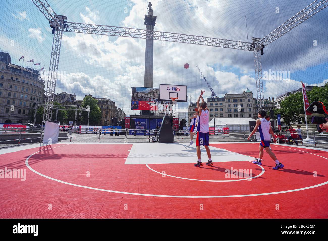 Trafalgar Square London, UK. 6 June 2025 . The first junior NBA 3v3 ...