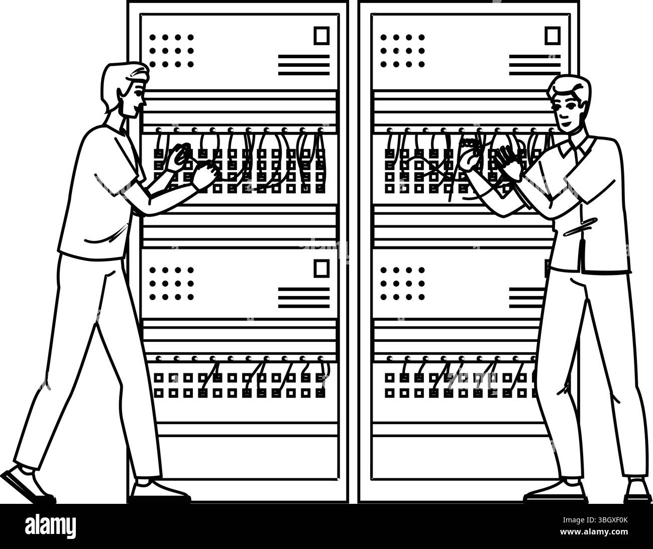Connection Technician Connecting Cable Vector Stock Vector Image And Art Alamy