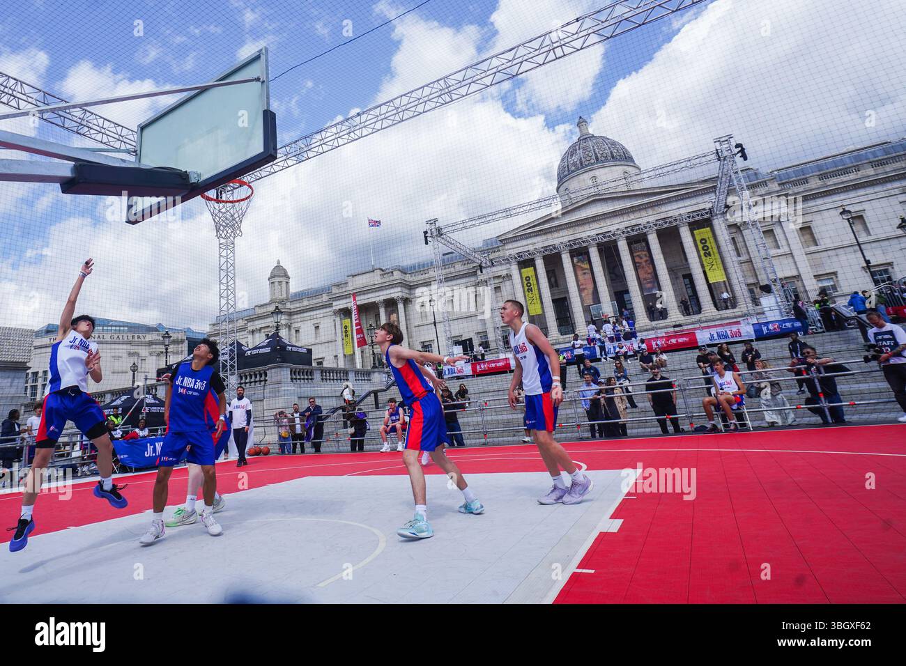 Trafalgar Square London, UK. 6 June 2025 . The first junior NBA 3v3 ...