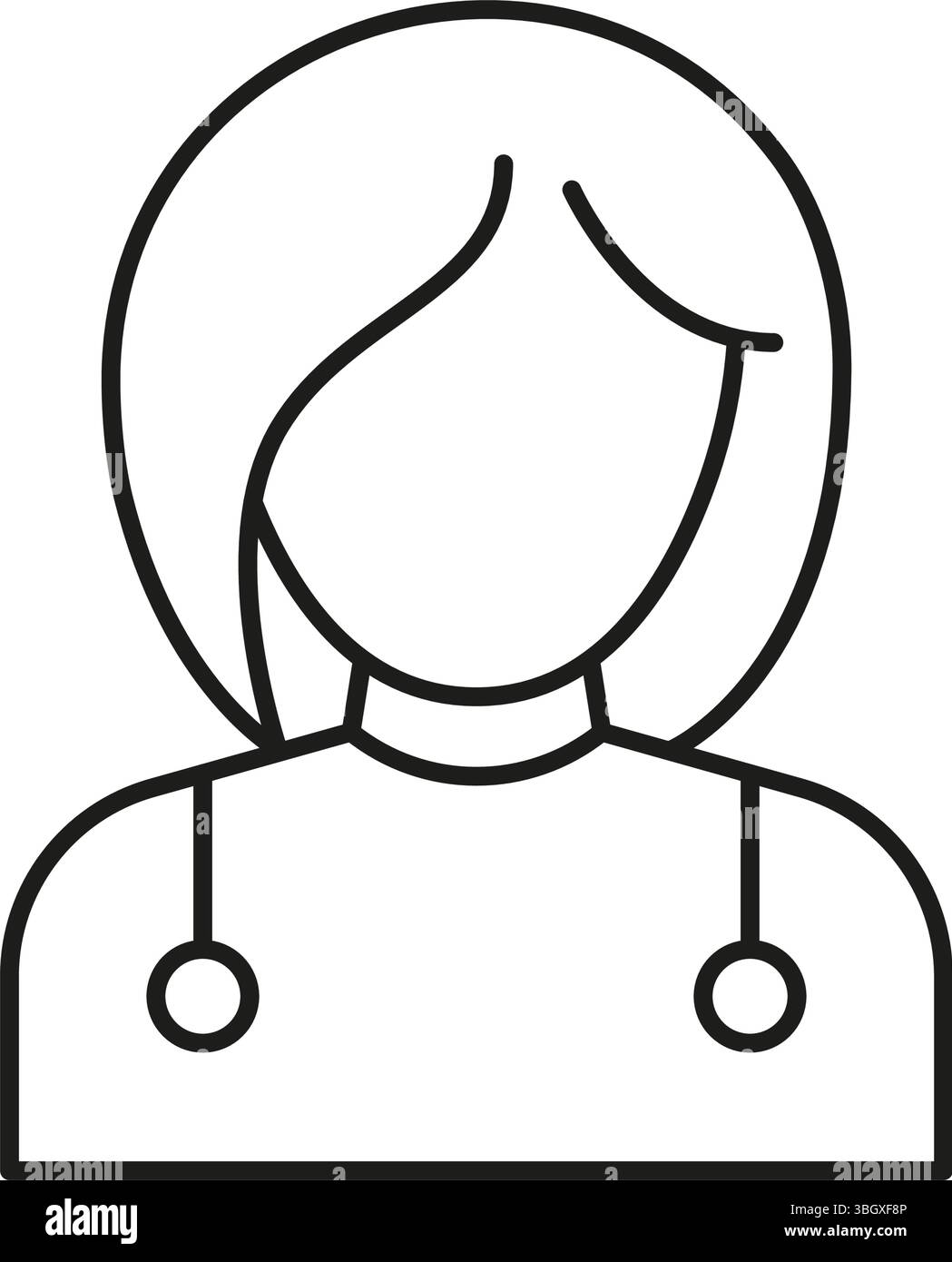 Female Doctor With Stethoscope Line Icon. Medical Professional ...